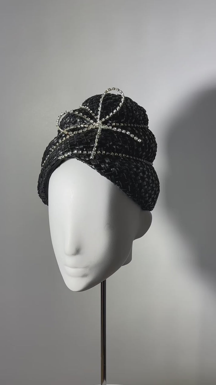 Vintage Black Turban – Possum Ball Millinery